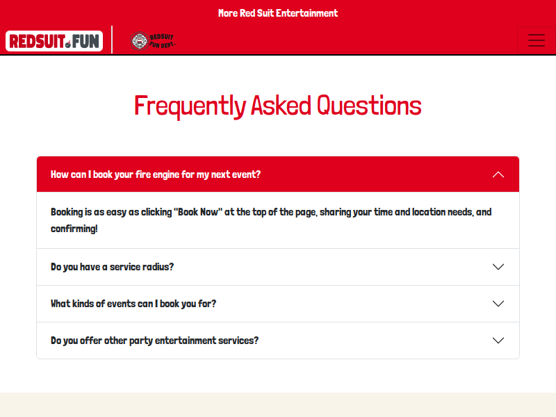 Red Suit Fun • Red Suit Fun Department - FAQ's — RedSuit Fun